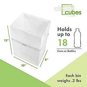Clean Cubes 4 Gallon Trash Cans & Recycle Bins for Sanitary Garbage Disposal. Disposable Containers for Parties, Events, Recycling, and More. 3 Pack (White)