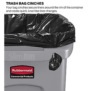 Rubbermaid Commercial Products Slim Jim Trash Can Waste Bin with Venting Channels, Black, for Kitchen/Office/Workspace, Pack of 4