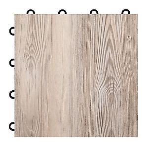 IncStores 3/8" Thick Snap Together Dance Flooring Tiles | 12”x12” Printed Vinyl Dance Floor Tiles for Practice & Performance | Beachwood | 52 Tile Pack