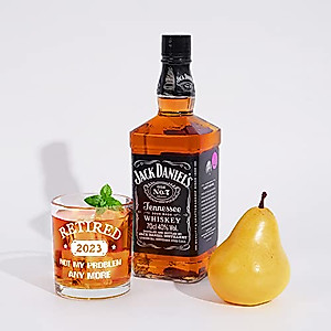DAZLUTE Retirement Gifts for Men, Retired 2023 Not My Problem Anymore Whiskey Glass, Funny Retired Gifts for Boss Coworker Husband Teacher Friends Dad Grandpa, 10 Oz Old Fashioned Glass