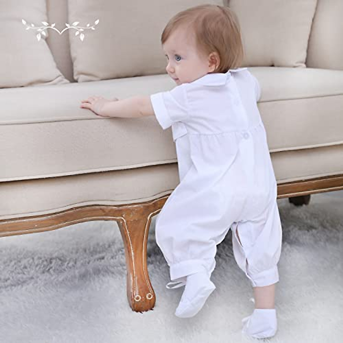 Booulfi Boys Christening Outfit 0-12 Months Baby Boy Baptism Outfit Short Boys' Christening Clothing with Hat Shoes