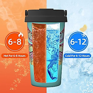 WANGXUEE Cute Dragonfly pattern Print 500ml Stainless Steel Travel Tumbler Double Wall Vacuum Insulated Coffee Mug
