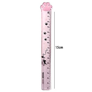 Straight Ruler 1PC Cute Cartoon Cats Claw Ruler Painting Plastic Rulers Portable Scale Ruler Measuring Ruler Stationery Office School Supplies(pink)