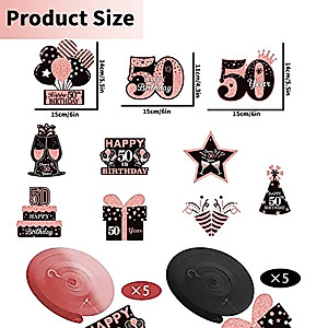 50th Glitter Rose Gold Birthday Banner Party Decorations, Happy 50th Birthday Decorations Hanging Swirls Banner Honeycomb Centerpieces for Women Happy 50 Years Old Bday Party