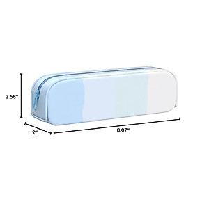 minimaliving Pencil Case,Colorful Silicone Waterproof Pencil Pouch Aesthetic Lightweight&Portable Pen Bag Stylish Small Office Supplies for Adults,Women and Men(Blue)