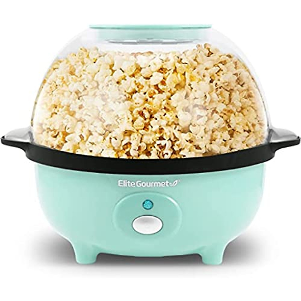 Elite Gourmet Automatic Stirring Popcorn Maker Popper, Electric Hot Oil Popcorn Machine with Measuring Cap & Built-in Reversible Serving Bowl, Great for Home Party Kids, Safety ETL Approved, Mint