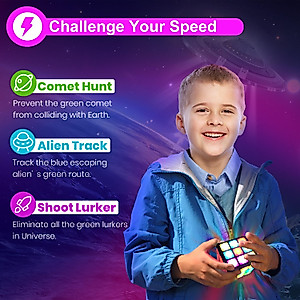 Rechargeable Game Handheld Cube, 15 Fun Brain & Memory Game with Score Screen, Cool Toys for Kids, Christmas Birthday Gifts for Boys Girls Aged 6-12+ Years Old, Toy Gift Idea for Kids（Black）