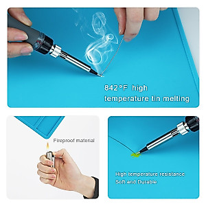 XOOL Heat Resistant Soldering Mat - Blue Magnetic Silicone Work Mat with Scale Ruler and Screw Position, Silicone Soldering Repair Mat for Soldering, Phone, Laptop, Tablet, Watch Repair(13.7''×9.76'')