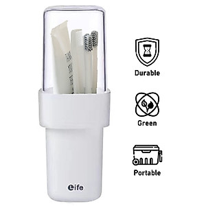Travel Toothbrush Case for Regular and Electric Toothbrushes (Oral B Philips), Personal Hygiene Items Case for Two, Large Capacity for Toothpaste Shaver, Towels, Perfect for Business and Personal Travel (White)