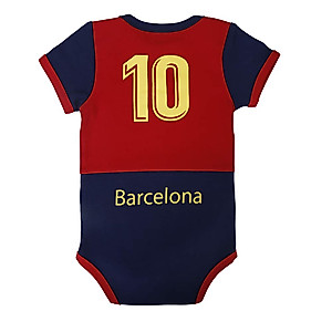 IDONEKER Newborn Baby Boys Girls Unique Barcelona Soccer Bodysuits Short Sleeve Infant Onesie