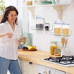 12 Pieces Clear Acrylic Floating Shelves 15 Inch Acrylic Invisible Kids Floating Bookshelf Picture Ledge Display Wall Mounted Shelves Organizer for Living Room, Office, Bedroom, Bathroom, Kitchen