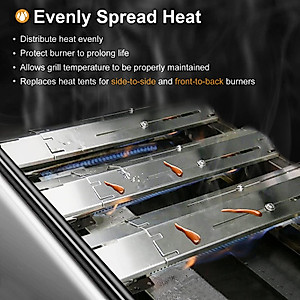 Criditpid Universal Stainless Steel Heat Plate Shield, Heat Tent, Flavorizer Bar, Burner Cover, Flame Tamer Replacement Parts for Charbroil, Brinkmann, Nexgrill Grill, Extends from 11.75" up to 21" L