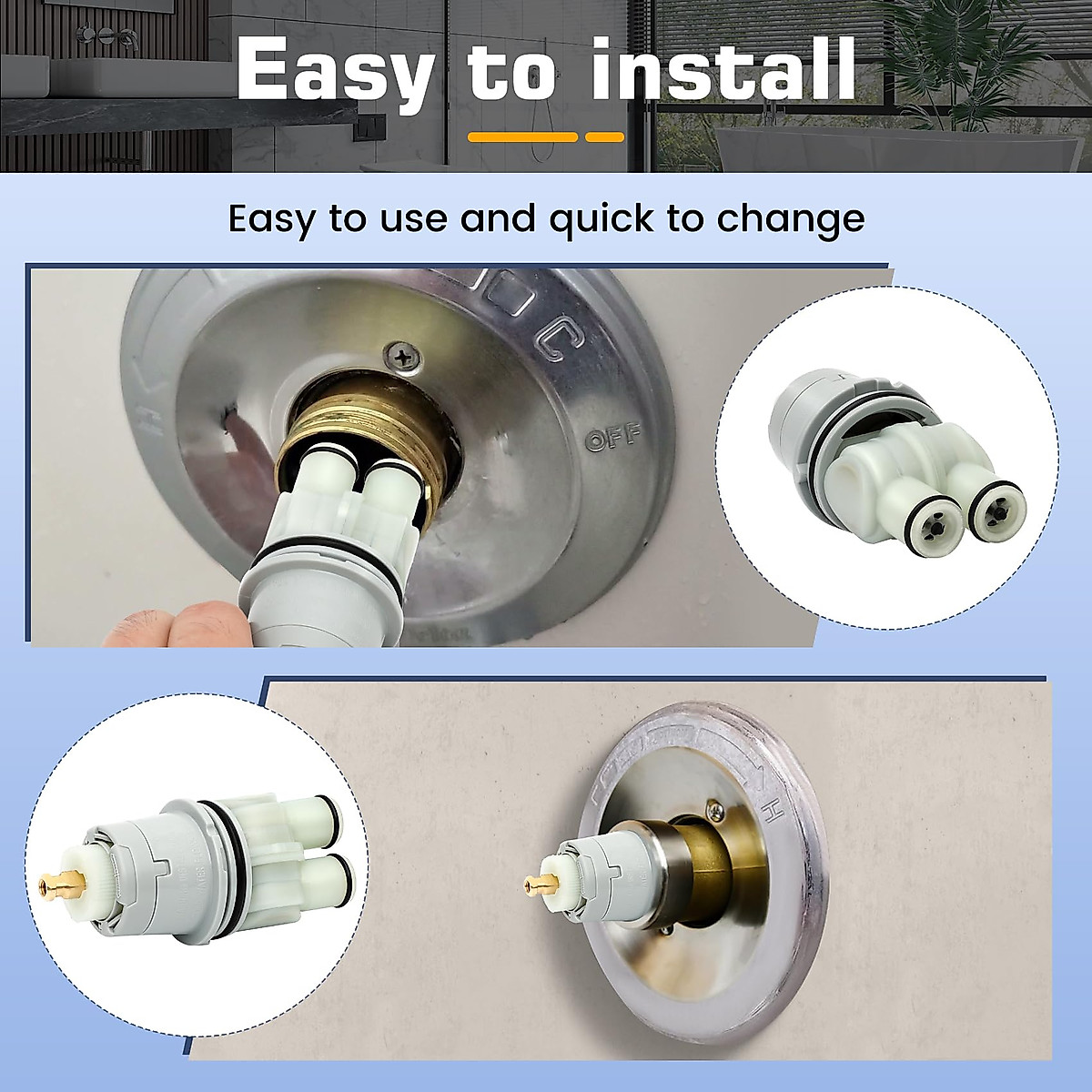 RP46074 Delta Cartridge Replacement, Compatible with Delta 13/14 Series Shower Faucets, Single Handle Universal Shower Cartridge Repair Kit, Replacement Monitor Cartridge Parts
