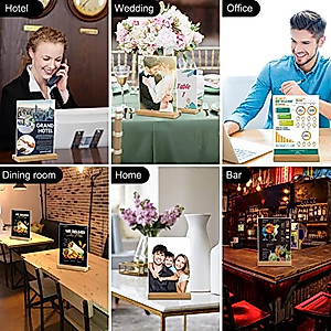 3 Pack Acrylic Sign Holder, L/T Shape Clear Acrylic Frames Wood Base, Table Menu Display Stand for Office, School, Restaurant (8.5 x 11)