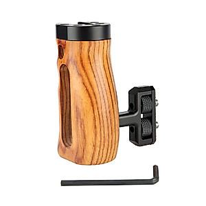 NICEYRIG Universal Side Wooden Handle Handgrip with Cold Shoe for DSLR Camera Cage