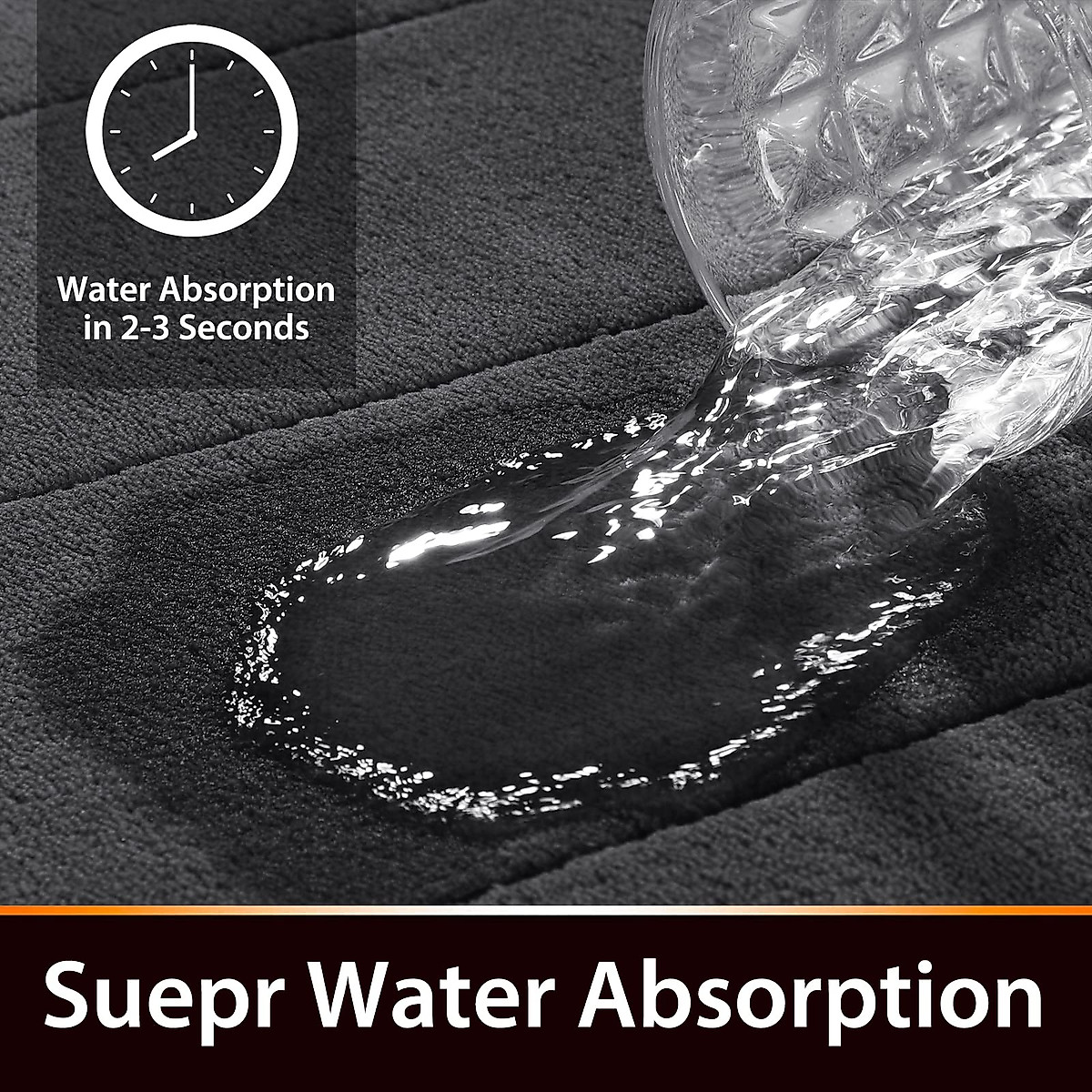 Yimobra Memory Foam Bath Mat Large Size, 31.5 x 19.8 Inches,Soft and Comfortable, Super Water Absorption, Non-Slip, Thick, Machine Wash, Easier to Dry for Bathroom Floor Rug, Dark Gray