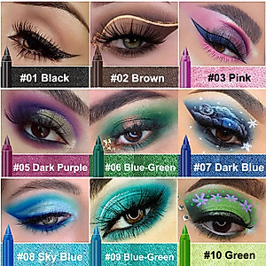 15 Colorful Eyeliner Pen Set, Eye Shadow Pencil, Pearl Eyeliner Kit Metallic Eyeliner Pencil Glitter Eyeliner for Women Eye&Lip Liner Professional Eye Makeup Set Colorful Eyeliner Eye Color