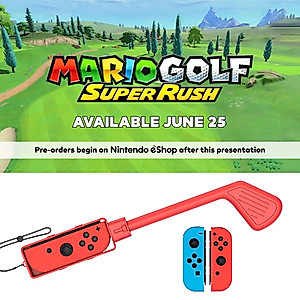 Uxilep Golf Club for Mario Golf: Super Rush - for Nintendo Switch Joy-con Accessories,Mini Golf Clubs Hand Grip Accessories with Wrist Strap for Joy Cons - 2 Pack (Red & Blue)
