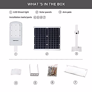 Gebosun Solar Street Lights Outdoor,60W,6000LM,High Brightness Dusk to Dawn LED Lamp,6000K,IP65 Waterproof IP65 Waterproof Solar Led Flood Light for Parking Lot,Yard,Garden,Patio,Stadium