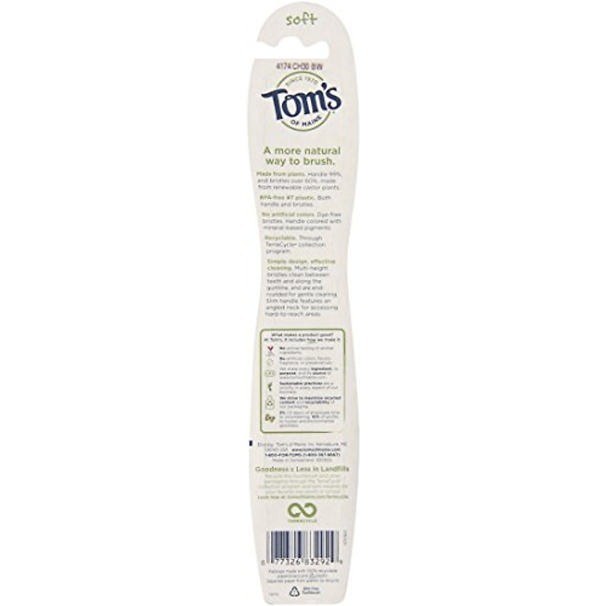 Tom's of Maine Naturally Clean Toothbrush, Soft, 6-Pack (Packaging May Vary)