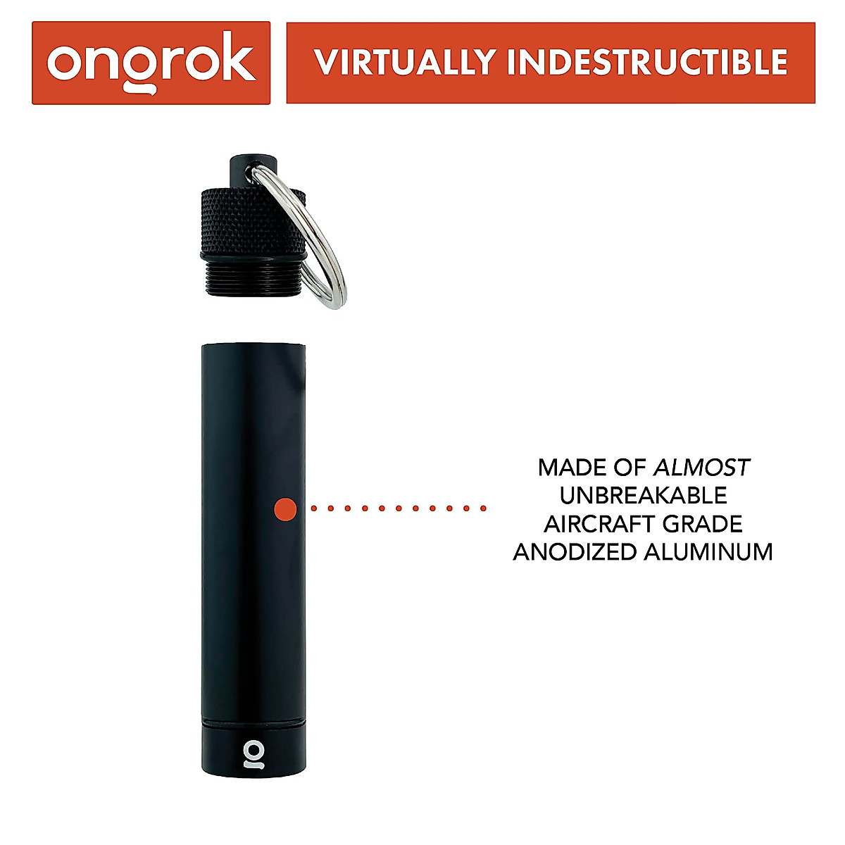ONGROK Premium Storage Tube, Keychain, Pocket-Sized, Airtight, Aluminum Metal Holder and Case (Black)
