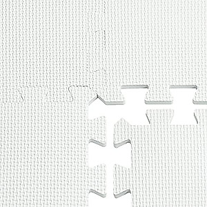 Yostrong® 18 Tiles Interlocking Puzzle Foam Baby Play Mat for Playing - EVA Babies Crawling Mat | Rubber Floor Work out Mats for Home Gym. White. YOC-Ab18N