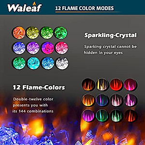 Waleaf 50 inch Ultra-Thin Electric Fireplace Wall Mounted and Recessed,Fireplace Heater with Multicolor Flame fit for 2 x 4 and 2 x 6 Stud, Remote Control Touch Screen,Timer,Low Noise,750/1500W