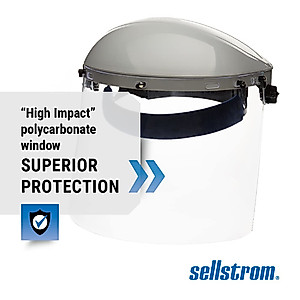 Sellstrom Advantage Series Face Shield - Clear Window with Standard Binding - Comfortable Ratcheting Headgear, ANSI Z87.1+ (S30120)