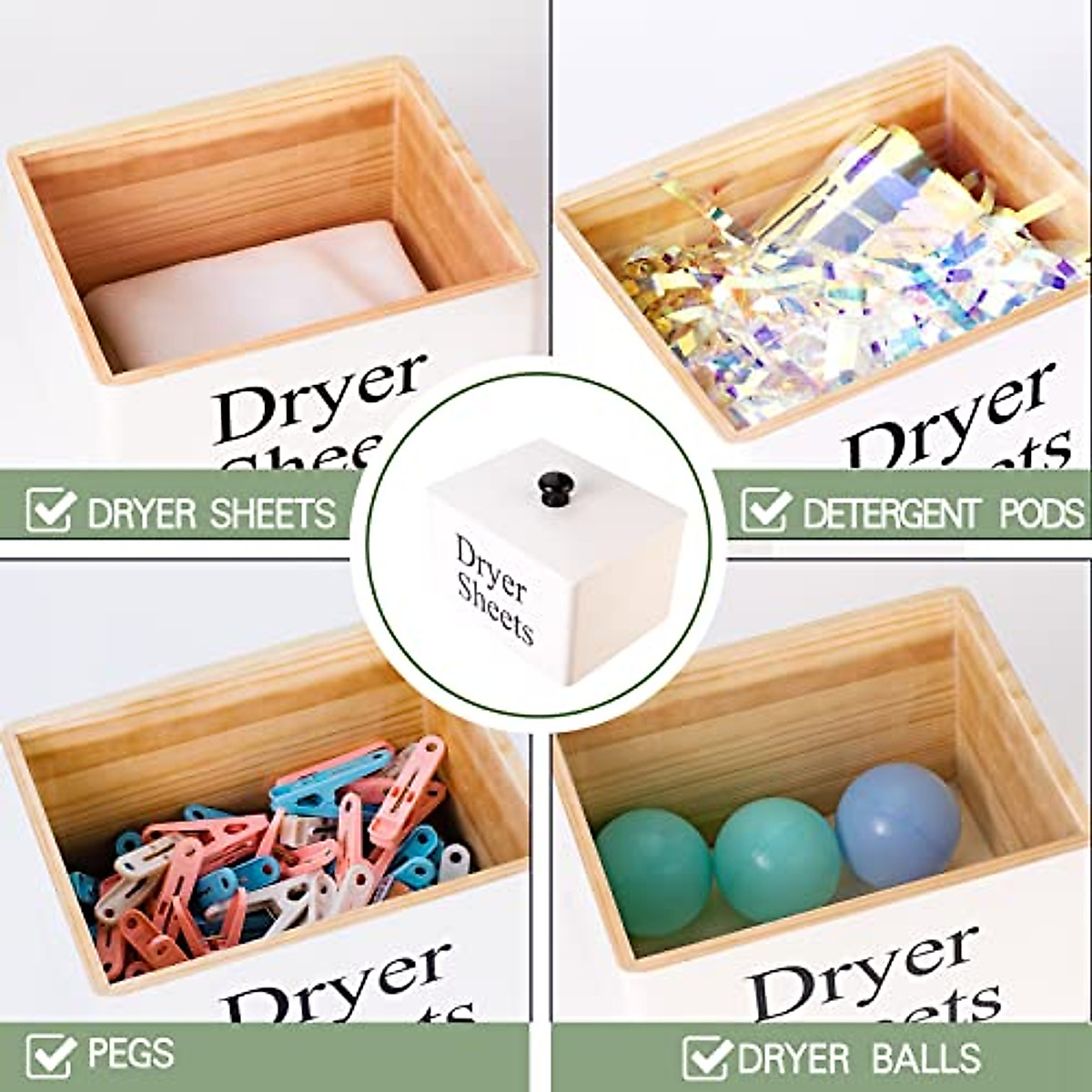 Dryer Sheet Holder, Dryer Sheet Dispenser, Wood Dryer Sheet Container Box For Laundry Room, Rustic Dryer with Lid, Farmhouse Home Decor Organizer,Fabric Softener Storage Bin