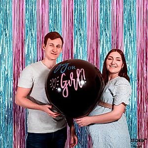 KatchOn, XtraLarge Pink and Blue Streamers - 8x3.2 Feet, Pack of 2 Gender Reveal Decorations | Baby Gender Reveal Backdrop Boy or Girl | Pink and Blue Backdrop for Pink and Blue Party Decorations