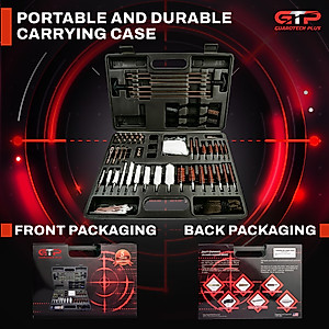 GuardTech Plus Upgraded Universal Gun Cleaning Kit - Handgun, Pistol and Rifle Cleaning Kit - 9mm Included. Has All The Gun Cleaning Tools Needed for Any Caliber. Gun & Firearm Cleaning Kit