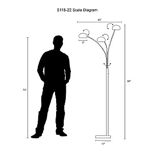 Adesso 5118-22 Domino Arc Lamp, 84 in., 3 x S11 Shape Bulbs E17 Intermediate Socket, Brushed Steel, 1 Floor Lamp