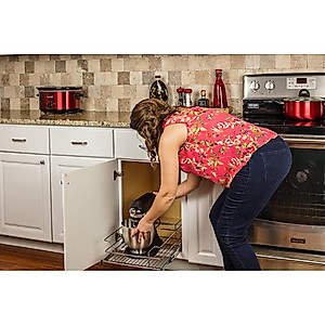 Hardware Resources MBPO21-R Assembled Single Sliding Pullout Steel Metal Wire Basket Organizer for Kitchen Cabinets Polished Chrome (18" for 21" Cabinet)