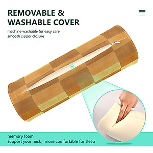 Yuiboo Wood Pattern Bolster Pillow Insert Neck Roll Pillow Case Round Pillow Covers Decorative Round Foam Cushion Neck Pillow Covers with Zipper