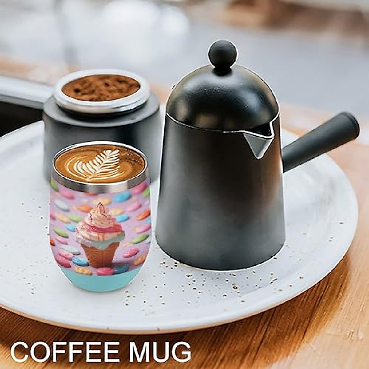 WYUSPGK 304 Stainless Steel Insulated Cup, Many Colored Ice Cream Print Smooth Rim, Durable & Reusable - Perfect for Office, Home, And Travel