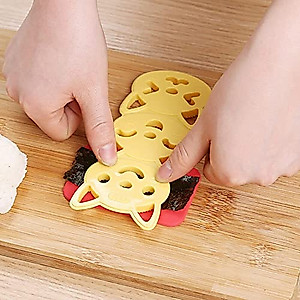Fellibay Hofumix Bento Accessories Sushi Mold Rice Ball Mold Cartoon Cat Pattern Sushi Bento Nori Kitchen Rice Decor Kits Sandwich DIY Kitchen Tools for Baby Kids Meal