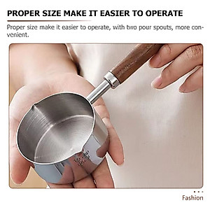 125ML Saucepan Stainless Steel Sauce Pot Double Spout Oil Pan Milk Warming Pot Frothing Pitcher Dishwasher Safe for Home Kitchen Cookware