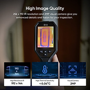 HIKMICRO B10 256 x 192 IR Resolution Thermal Imaging Camera with 2MP Visual Camera, Full Screen Measurement, 25 Hz Refresh Rate Thermal Camera with 3.2" LCD Screen with Macro Lens