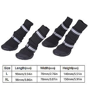 4pcs set Waterproof, Anti Slip Protective Boots dog boots Pet Dog Shoes for Large Dogs Red L ()