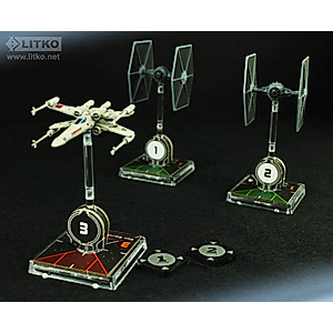 LITKO Space Fighter Target Lock Token Set | Ship Number | Compatible with Star Wars: X-Wing (Double-Sided #1-10, Black)