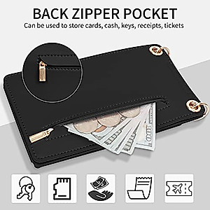 FYY Small Leather Phone Purse Crossbody for Women - Black Cell Phone Purse Wallet with Card Slots and Zipper Pocket for iPhone 14 13 12 11 XS Max Galaxy S23