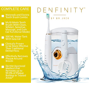 Denfinity Electric Toothbrush with Water Flosser Combo White Multifunction Sonic Irrigator
