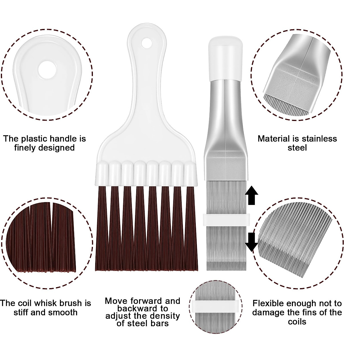 Air Conditioner Condenser Fin Comb, Fin Cleaning Brush Air Conditioner Fin Cleaner Refrigerator Coil Cleaning Whisk Brush Metal Fin Evaporator Radiator Repair Tool (2)