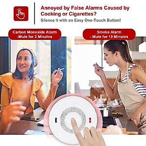 Smoke and Carbon Monoxide Detector Combo with 10 Year Battery, (Not Hardwired) Dual Sensor Smoke CO Combo Alarm with Silence Function, UL 217 & UL 2034 Standards, 2 Pack