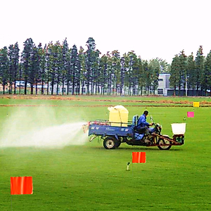 100 Pack Marking Flags 4-Inch by 5-Inch Stake Flags with 16-Inch Wire Staffs (Green)