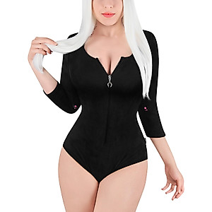 Littleforbig Cotton Hoodie Romper Zipper Onesie Pajamas Bodysuit - Black Cat Luna Onesie S