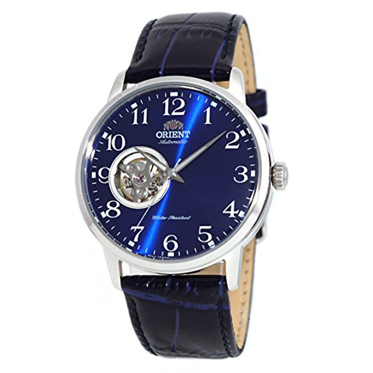 ORIENT Classic Mechanical"Esteem" Open Heart Blue Sunray Leather Watch RA-AG0011L