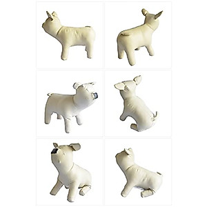 Dog Mannequins, PU Leather Standing Dog Model Flexible Stretch Dog Mannequins to Display Dog Apparel Pet Clothes, Dog Shop Supplies Bulldog Style Beige