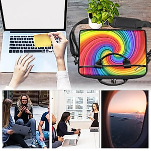 Coloful Tie Dye Laptop Computer Bag Waterproof Shoulder Messenger Bag 13-15 inch Durable Laptop Tote Bag with Shoulder Strap Handle Lightweight Crossbody Briefcase