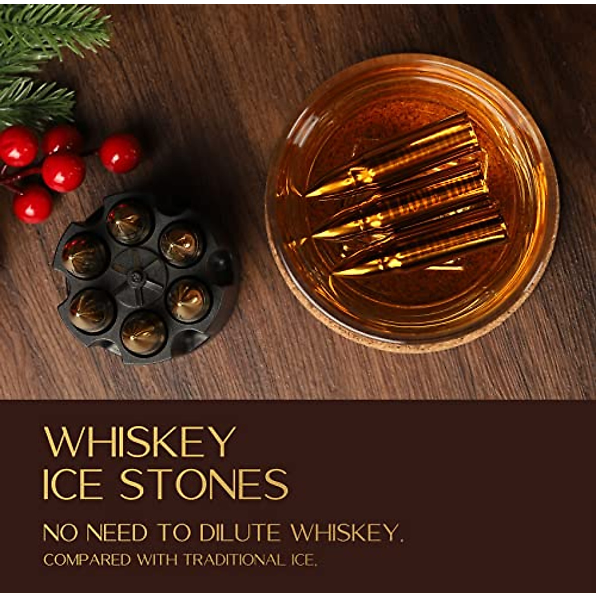 Gifts for Him Husband Boyfriend, -I Love You- Whiskey Stone Gold, Anniversary Valentines Day Stocking Stuffers Birthday Gifts for Boyfriend Him, Whiskey Gifts Bourbon Gifts for Men